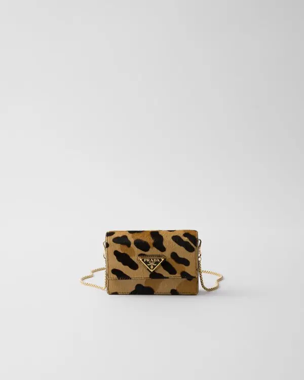 Prada Printed Leather Card Holder With Shoulder Strap