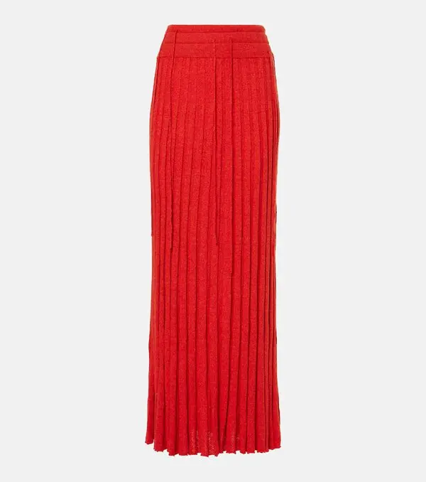 Christopher Esber Linen And Silk-blend Maxi Skirt - Red