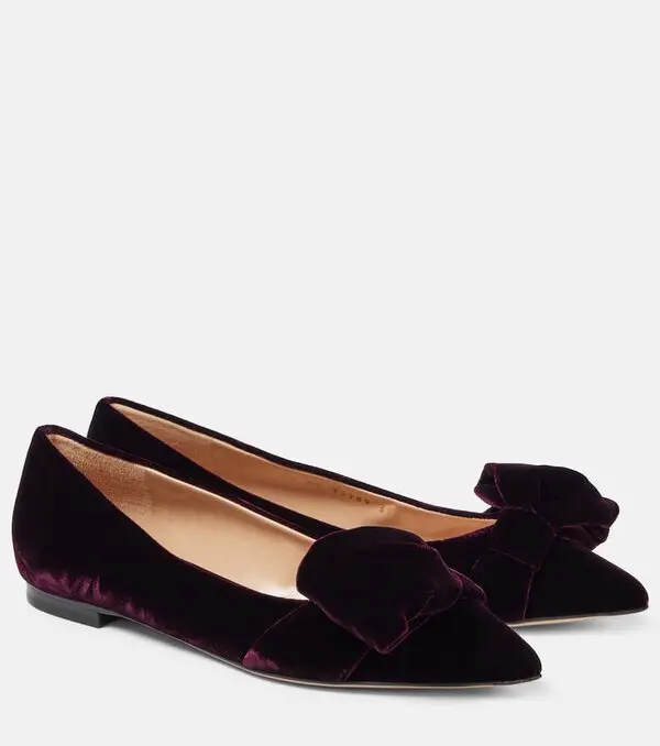 GIANVITO ROSSI Bow-detail Velvet Ballet Flats - Purple