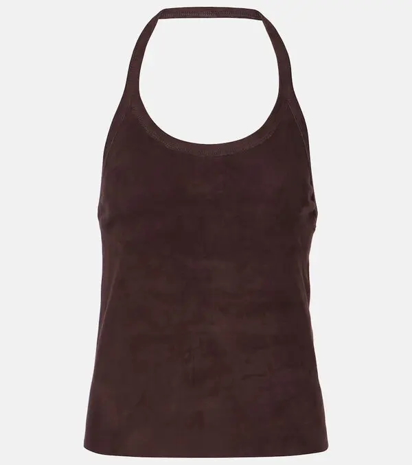Stouls Suede Halterneck Top - Brown