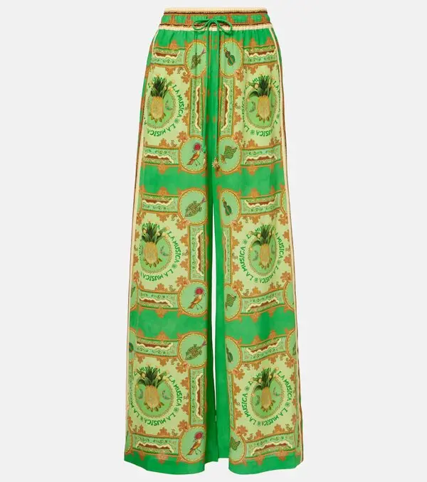 ALEMAIS Alémais La Musica Printed Silk Palazzo Pants