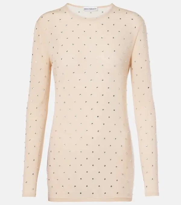 Rabanne Crystal-embellished Top - Beige