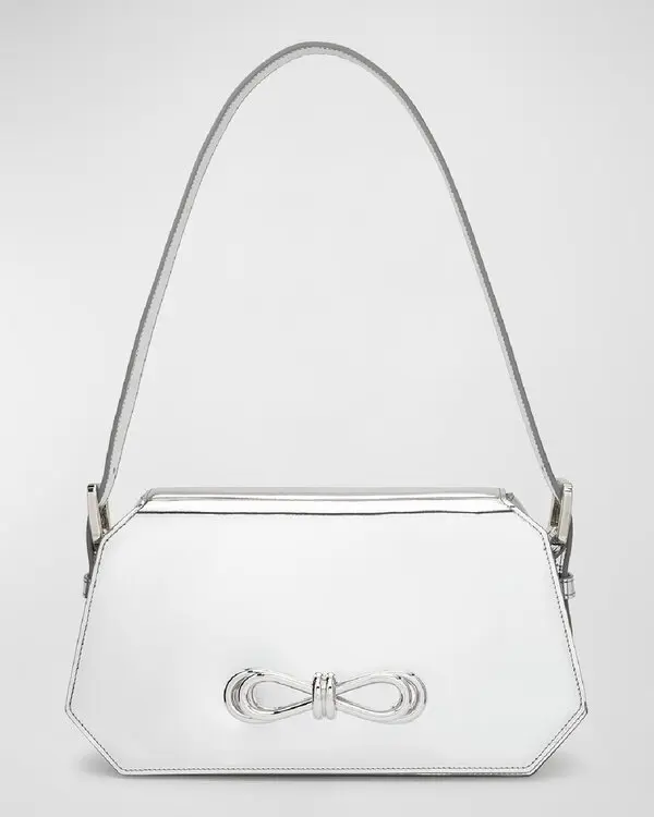 Mach & Mach Bow Metallic Leather Shoulder Bag