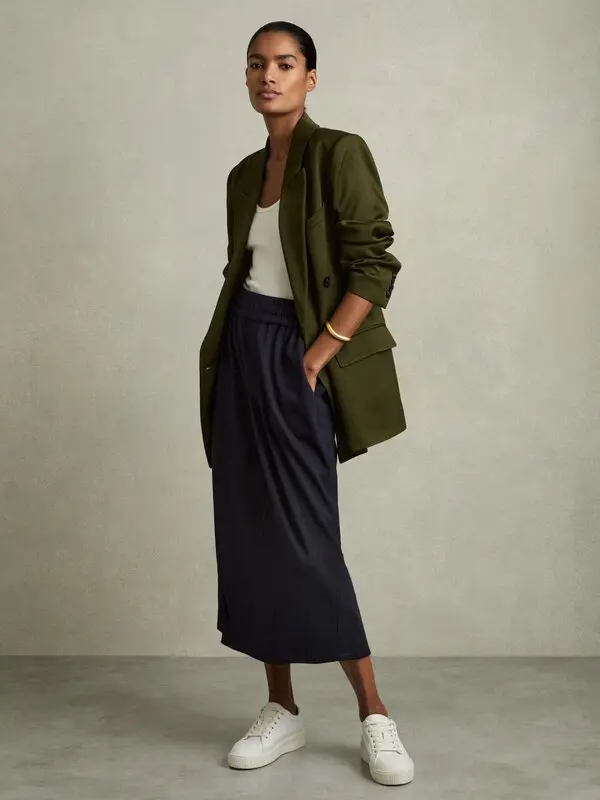 REISS Nora Wool-blend Jersey Midi Skirt