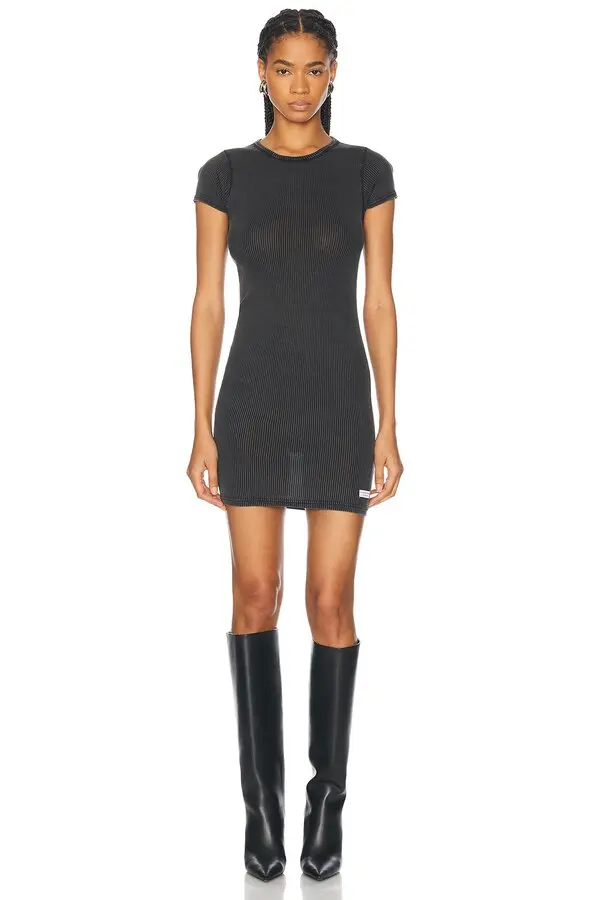 Alexander Wang Short Sleeve Crewneck Dress - Washed Black