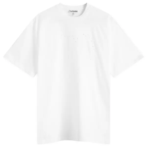 GANNI Heart Drop Shoulder T-shirt - Bright White