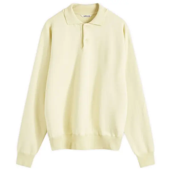 Auralee Super Soft Polo Sweat - Light Lime