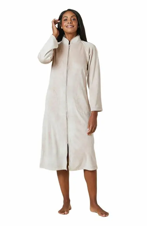 SOFTIES Serenity Mandarin Collar Zip Robe - Coco