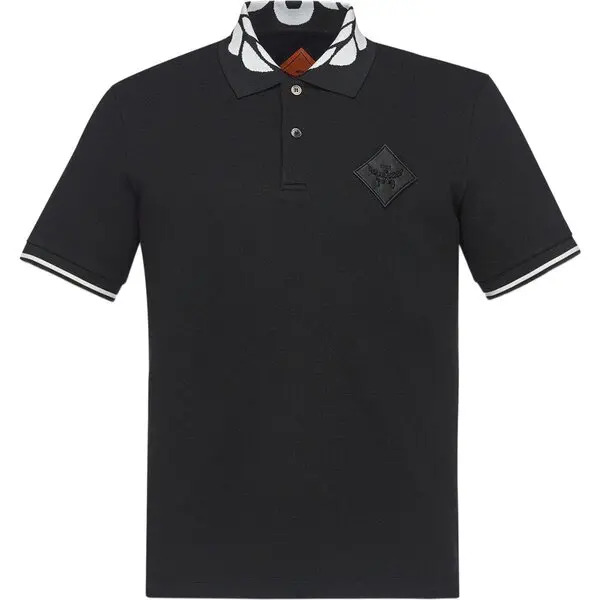Mcm Intarsia Laurel Piqué Polo - Black