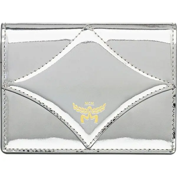 Mcm Diamond Wallet In Metallic Mirror Leather