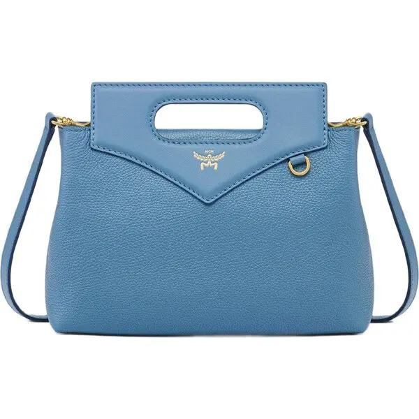 Mcm Soft Diamond Embossed Leather Tote - Blue Heaven