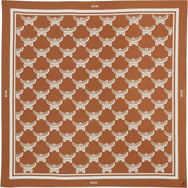 Mcm Lauretos Monogram Bandana Scarf - Cognac