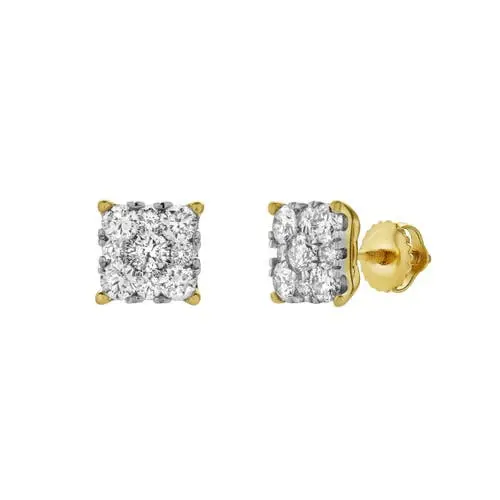 LUVMYJEWELRY Nova Cluster Lab Grown Diamond Earrings - 14k Yellow Gold