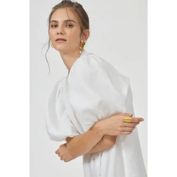 Lanhtropy Bubble Linen A-line Dress - White
