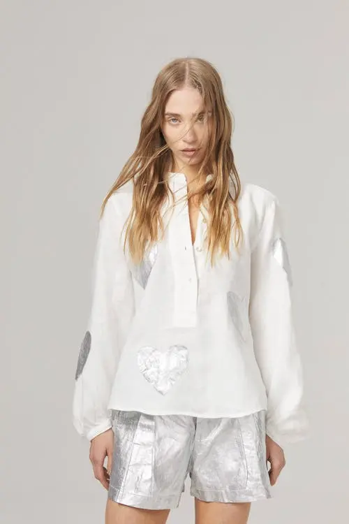 Lanhtropy Cupid Metallic Linen Shirt - Silver