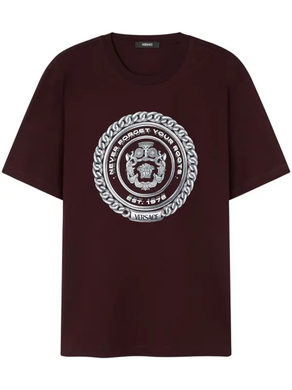 Versace Chain Crest T-shirt - Brown