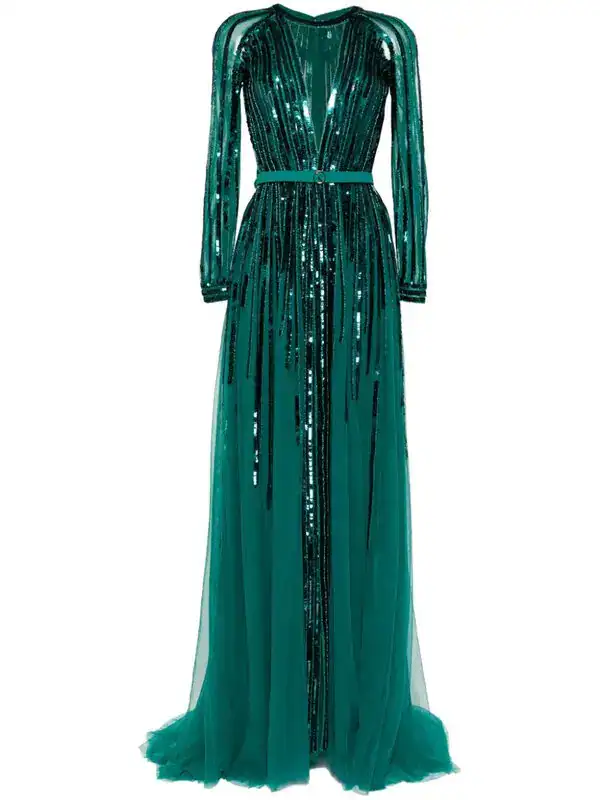 Saiid Kobeisy Sequin-Embellished Dress - Green | Editorialist