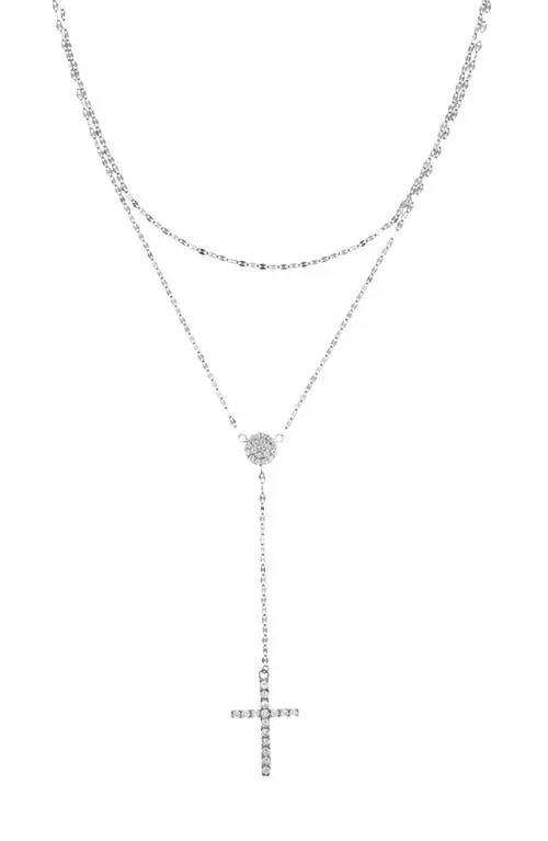 Lana Jewelry Layered Cross Pendant Y-necklace - White