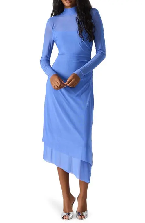 Steve Madden Blare Long Sleeve Mesh Midi Dress - Cobalt