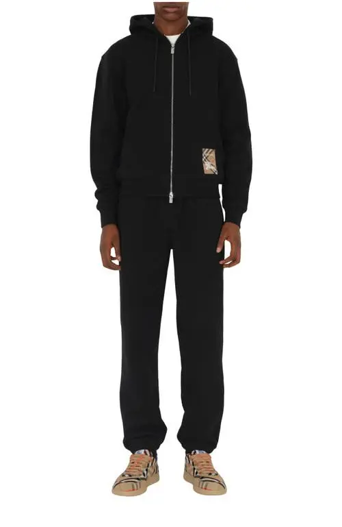 Burberry Check Label Cotton Zip Hoodie