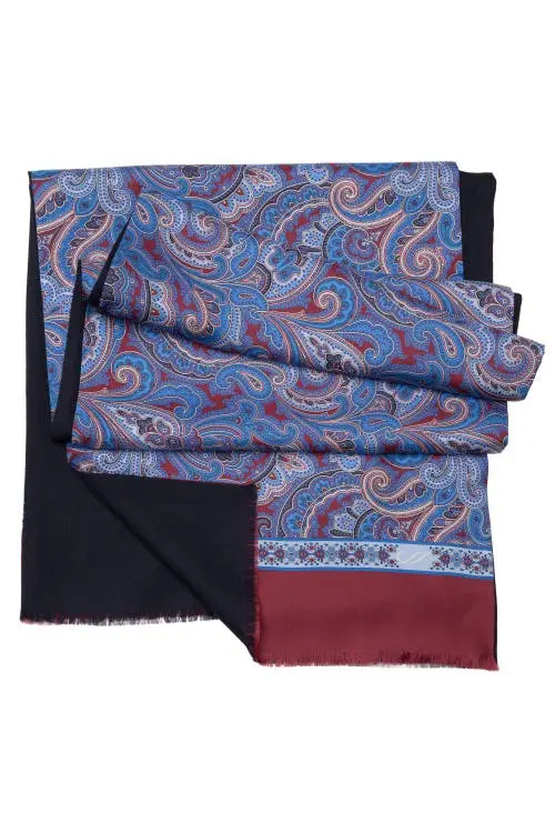 ELIZABETTA Sorrentowool Backed Silk Scarf For - Blue And Venetian Red