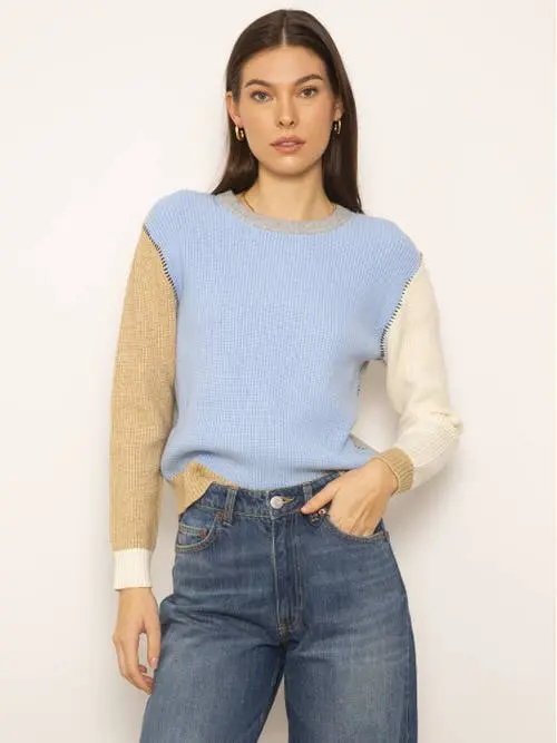 Central Park West Casey Colorblock Crewneck Pullover