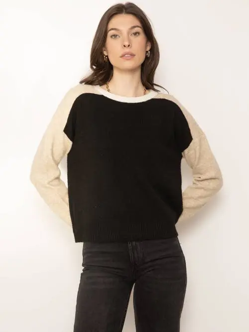 Central Park West Deacon Blocked Crewneck