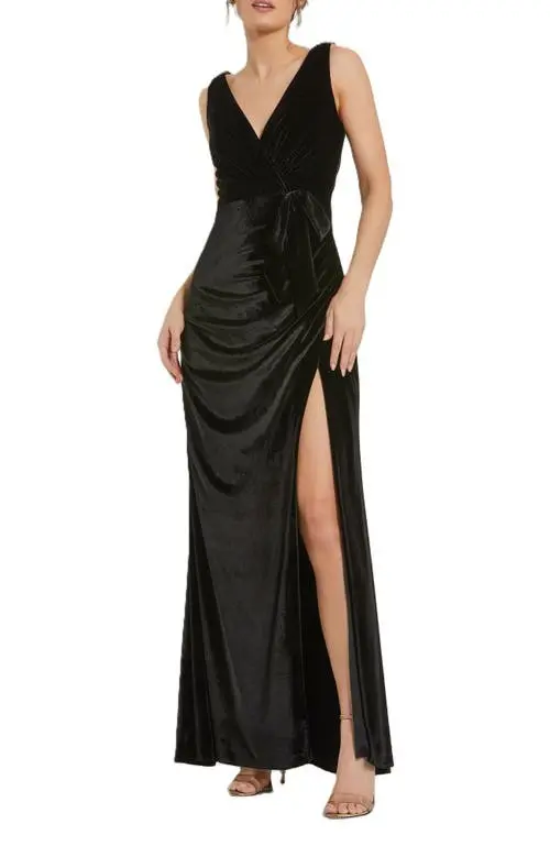Mac Duggal Draped Velvet Fitted Gown