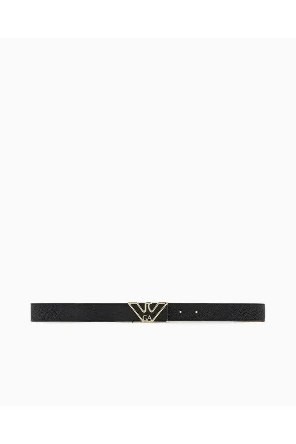 Emporio Armani Deer-print Eagle Plate Belt - Black