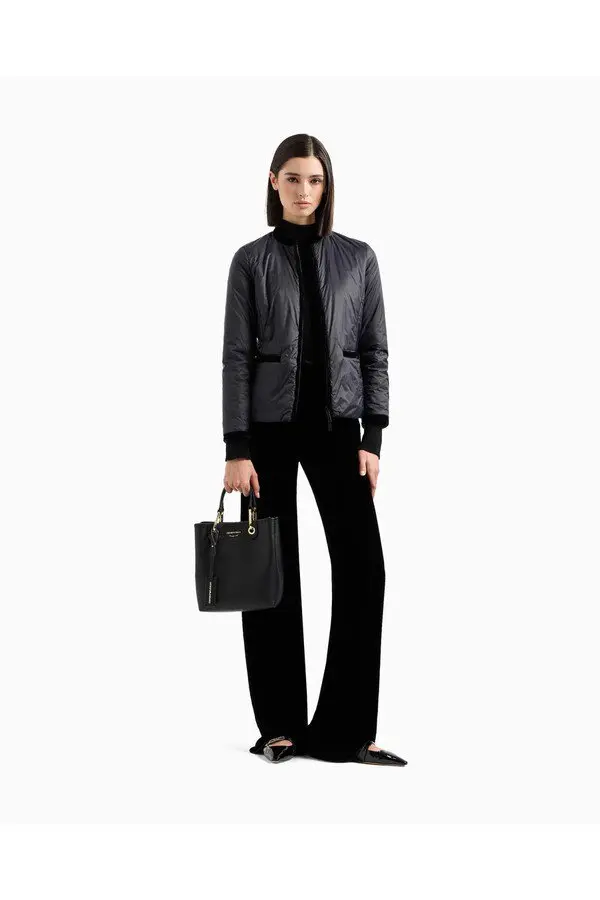 Emporio Armani Nylon Guru-collared Reversible Jacket - Black
