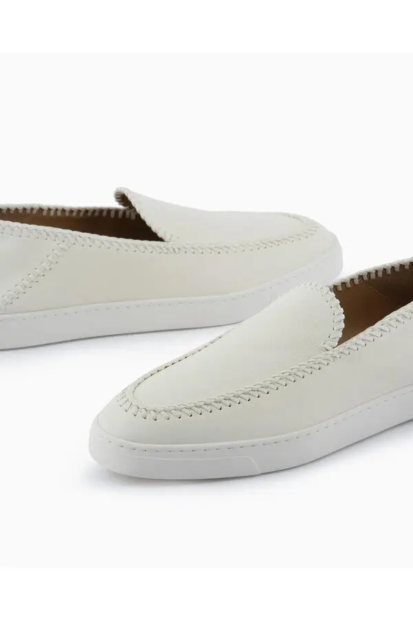 Giorgio Armani Galleria 3 Nappa-leather Slip-ons - White