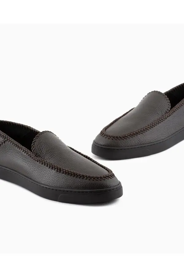 Giorgio Armani Galleria 3 Deerskin Slip-ons - Natural