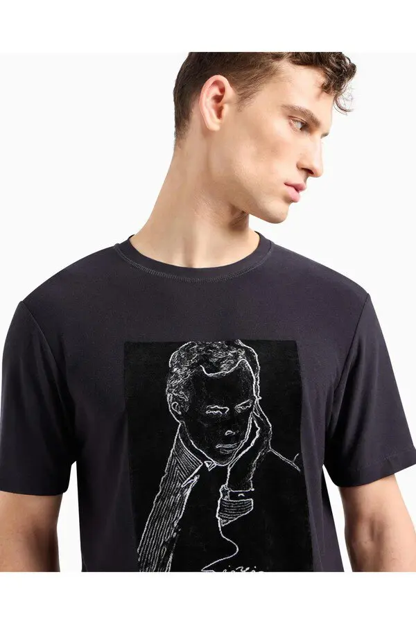 Giorgio Armani Crew-neck T-shirt In Viscose Jersey - Natural