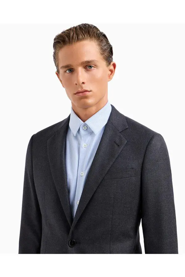 Giorgio Armani Single-breasted Soho Line Suit In Virgin Wool Mélange - Red