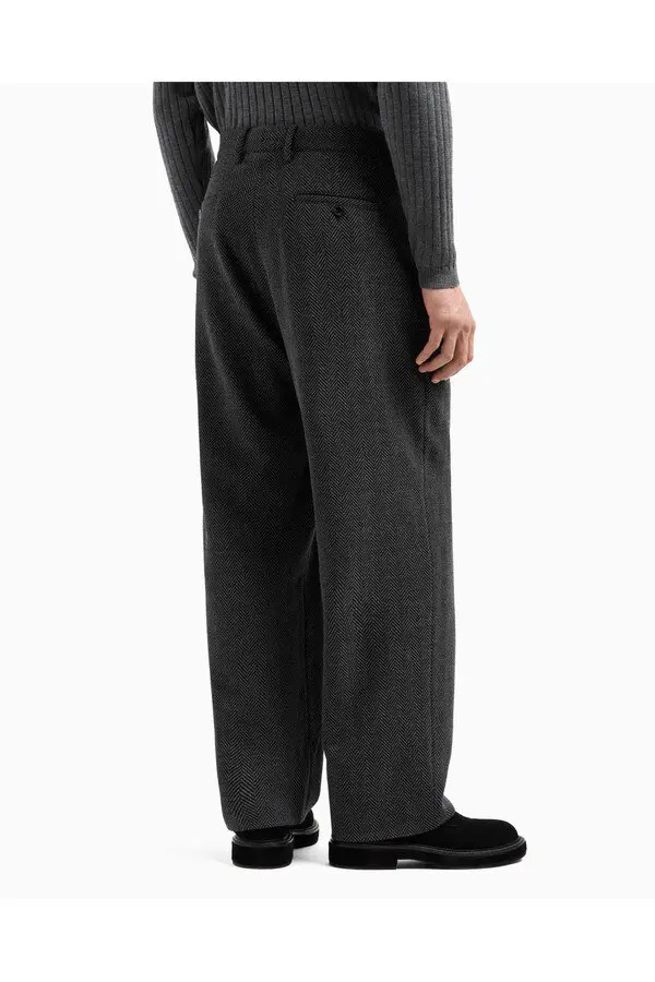 Giorgio Armani Chevron Jacquard Stretch Virgin Wool Trousers