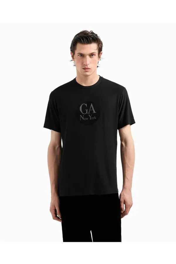 Giorgio Armani Viscose T-shirt With Velvet Insert
