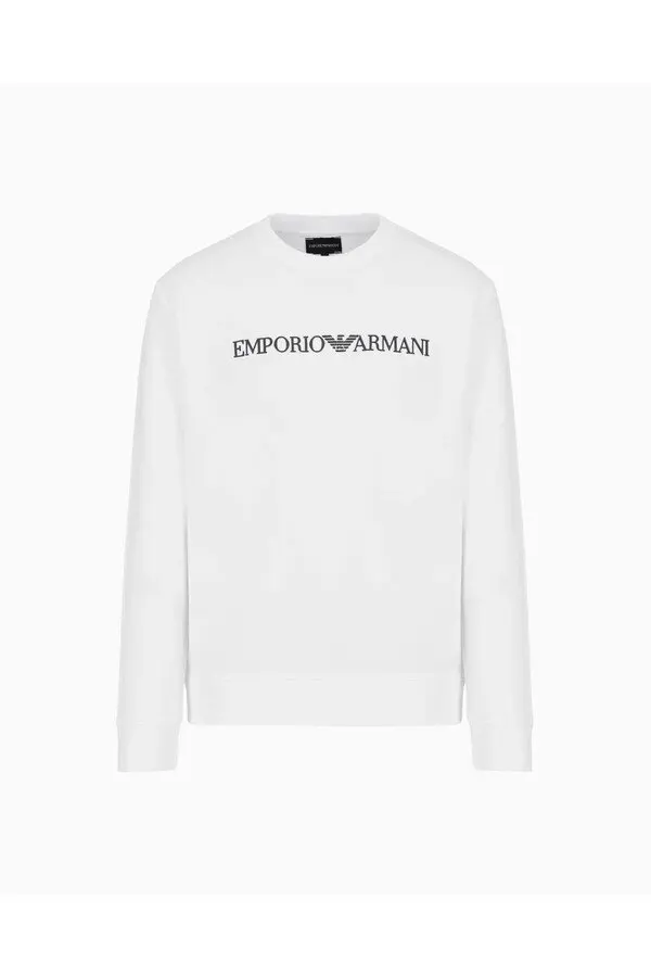 Emporio Armani Modal-blend Sweatshirt With Logo - White