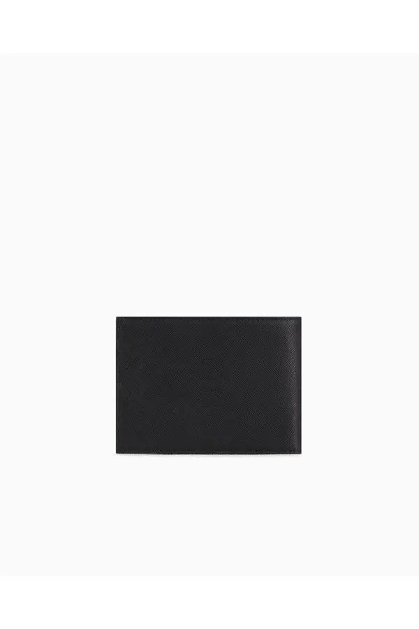 Emporio Armani Asv Regenerated Saffiano Leather Coin-pocket Wallet With Eagle Plate