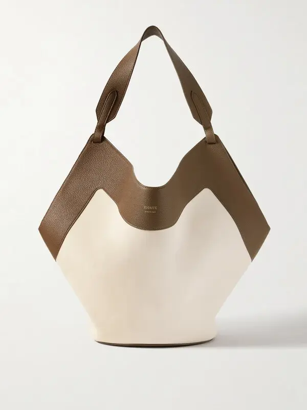 Khaite Lotus Medium Leather-trimmed Canvas Tote - Cream