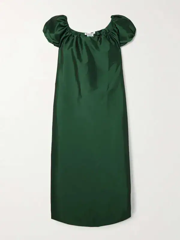 olive green satin mini dress Paiva Slip Dress in Satin Olive main image 0