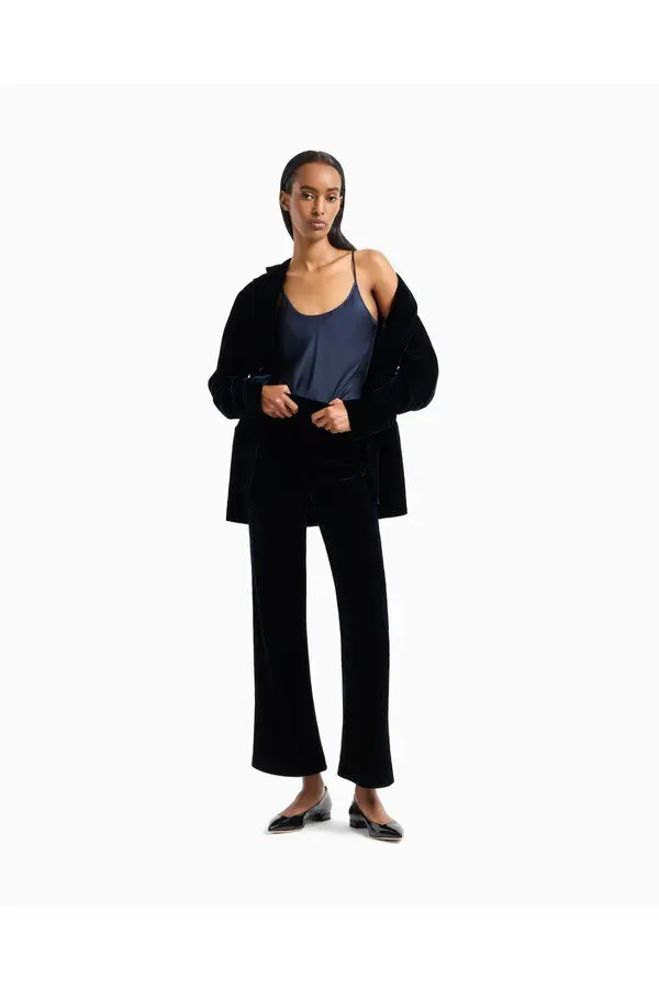 Giorgio Armani Cropped Velvet Trousers - Blue