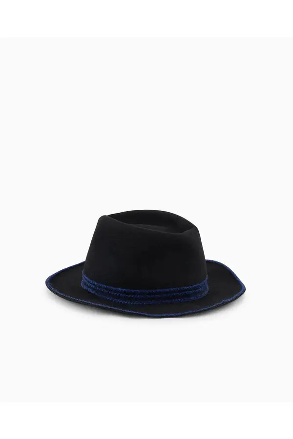 Giorgio Armani Rabbit-fur Wide-brim Hat With Embroidery