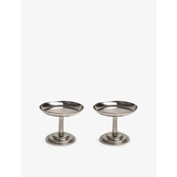 GOHAR WORLD Dessert Stem Stainless-steel Dishes Set Of Two - Silver
