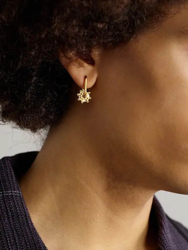 FOUNDRAE Small Chubby Ear Hoop And Never Ending Knot 18-karat And Enamel Single Earring