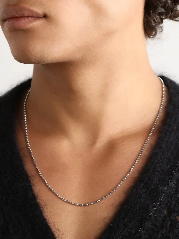 GREG YUNA Mooncut 14-karat White Gold Ball Chain 22-inch Necklace - Silver