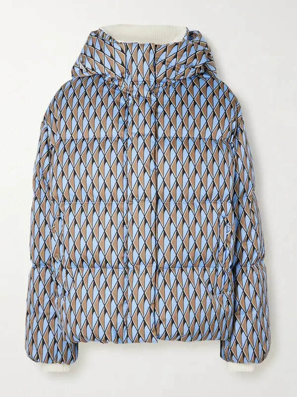 Fusalp Ada Diam Hooded Printed Quilted Down Ski Jacket - Blue