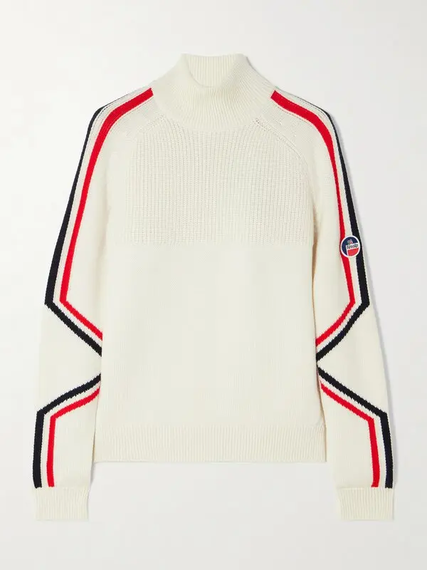 Fusalp Alea Striped Wool-jacquard Turtleneck Sweater - Ivory