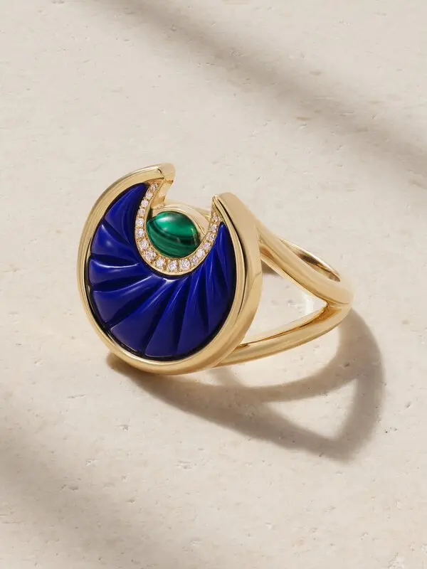 L’ATELIER NAWBAR Circus Moon 18-karat Gold Multi-stone Ring