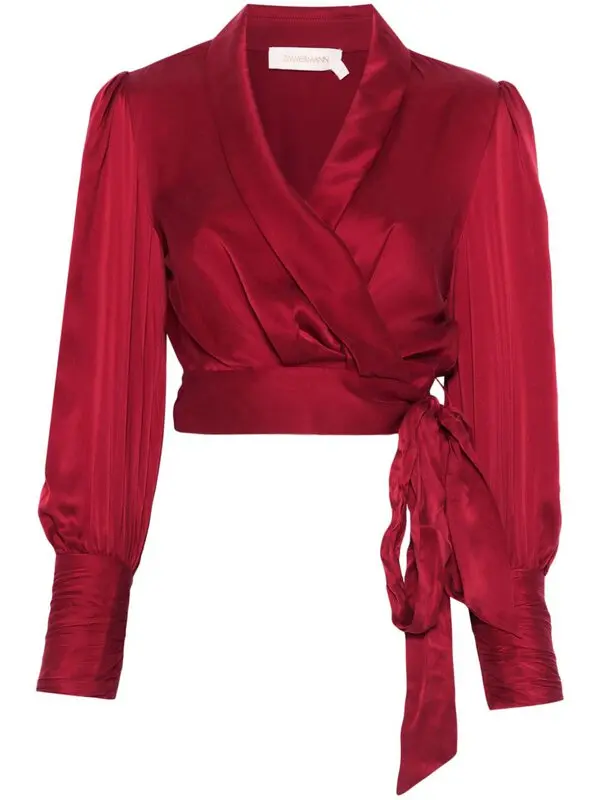 Zimmermann Silk Wrap Blouse - Red