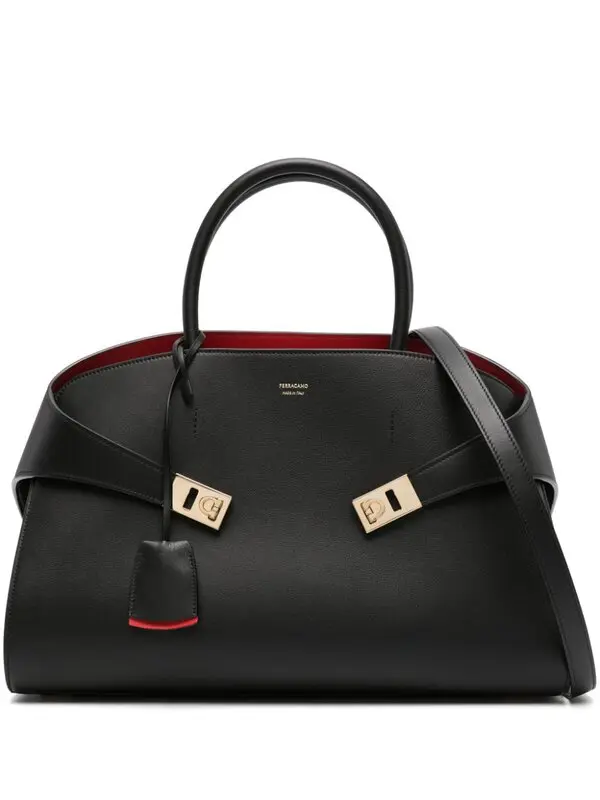 FERRAGAMO Hug Leather Tote - Black